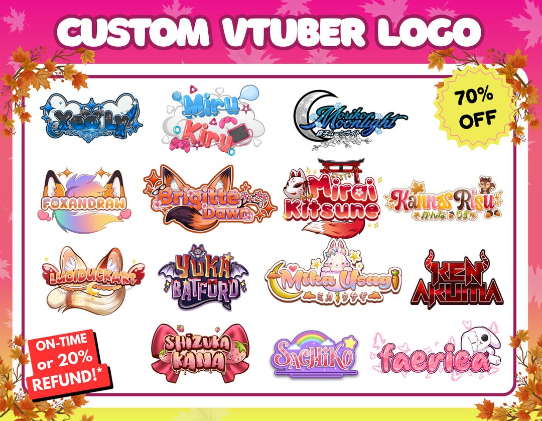 Custom Animated Vtuber Logo: Kawaii Chibi Design for Twitch - Etsy