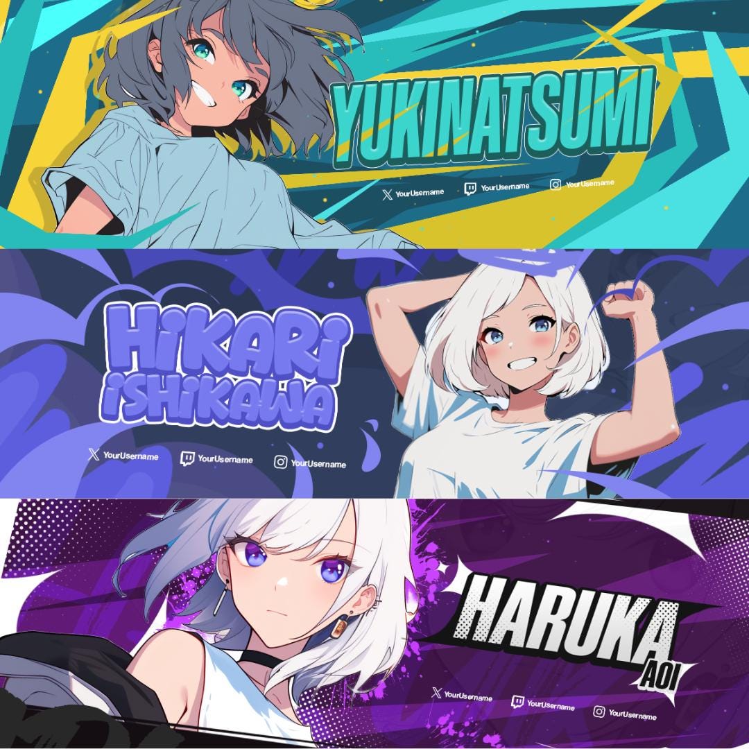 Custom Anime Twitch Banner Design: Vtuber Streamer Art - Etsy