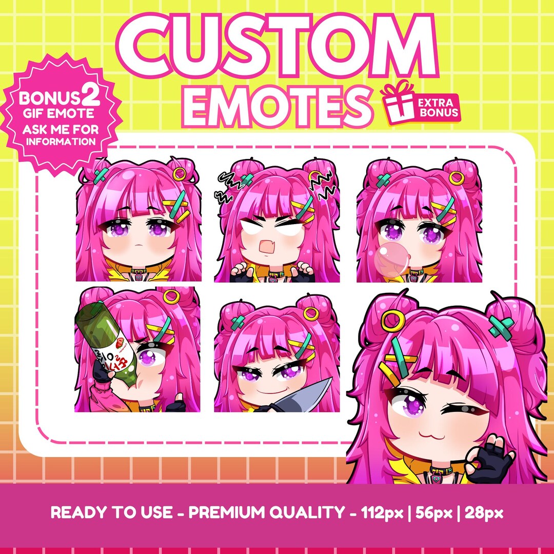 Custom Twitch Emotes, Animated Emotes, Vtuber & Kick Emotes in Cute ...