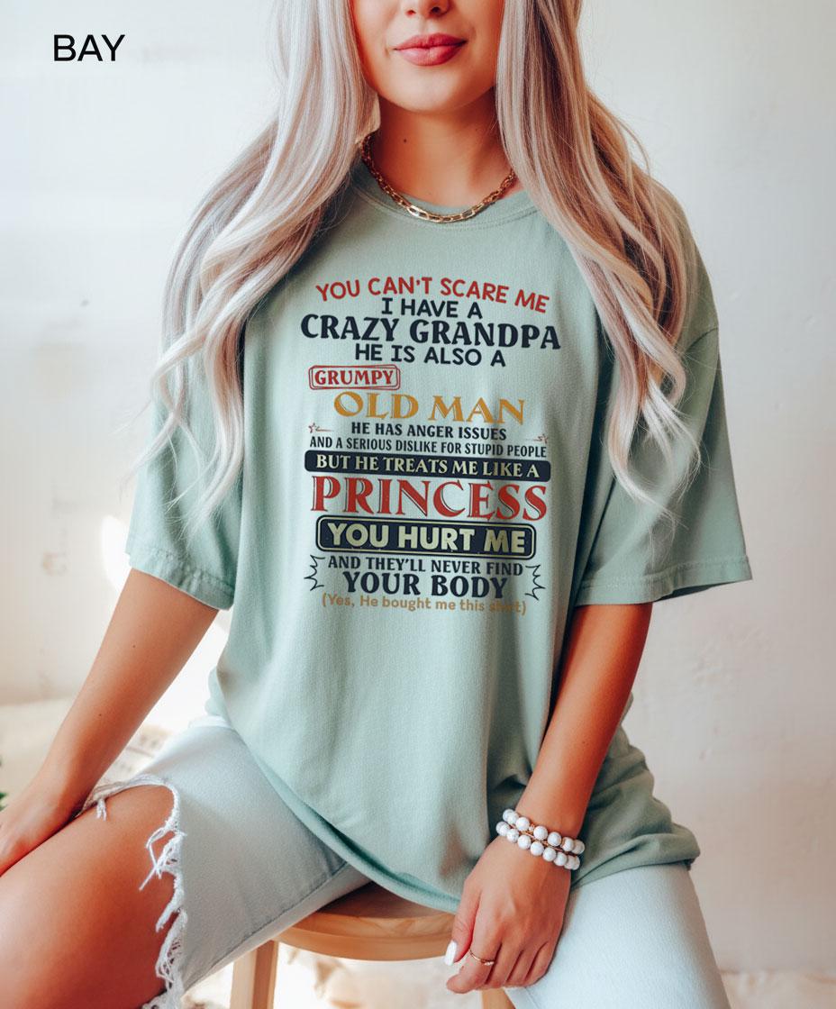 Crazy Grandpa Shirt, Protective Grandfather Tee, Grumpy Old Man ...