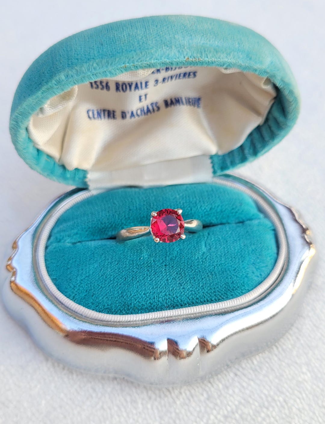 Vintage Pink Faux Ruby Silver Tone Solitaire Ring Sz 6 - Etsy