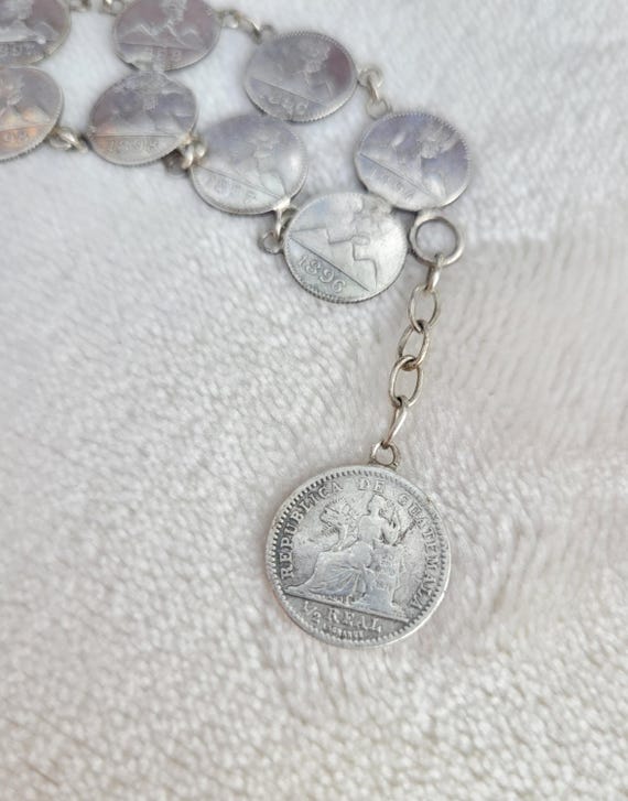 Antique 1890s Guatemala 1/4 Quarter Real 835 Silver C… - Gem