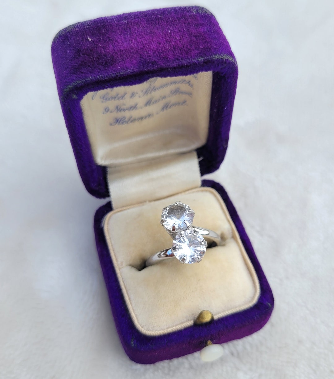 Vintage Uncas Double Faux Diamond Glass Sterling Silver Ring Sz 6 - Etsy