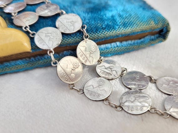 Antique 1890s Guatemala 1/4 Quarter Real 835 Silver C… - Gem