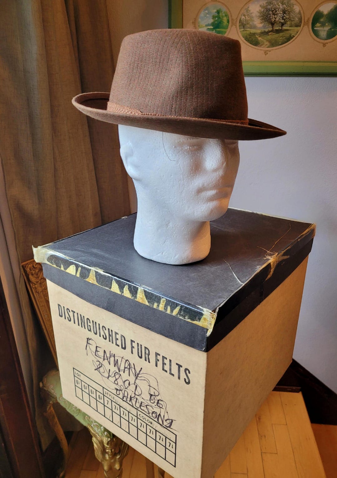 Vintage Austin Reed of Regent Street Brown Fedora Hat W/ Hat Box Sz 7 ...