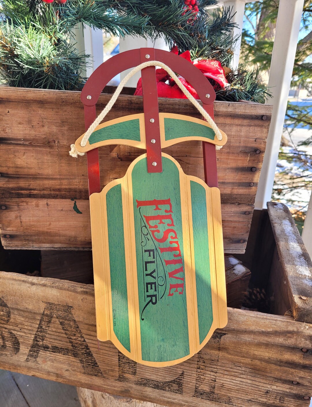 Vintage Hallmark FESTIVE FLYER Wooden Sled Christmas Home Decor - Etsy
