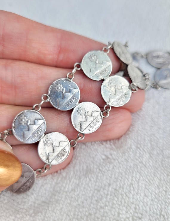 Antique 1890s Guatemala 1/4 Quarter Real 835 Silver C… - Gem