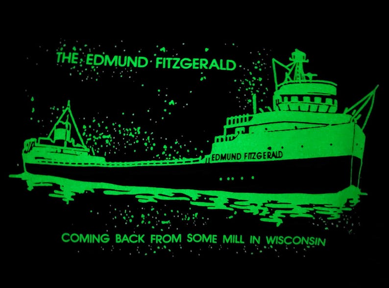 The Edmund Fitzgerald Shipwreck Glow in the Dark Men's Cotton T-shirt ...