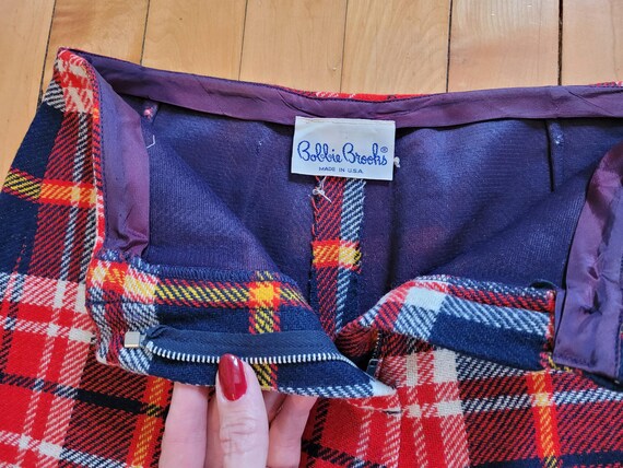 Vintage 70s Bobbie Brooks Bell Bottom Red & Blue Plai… - Gem