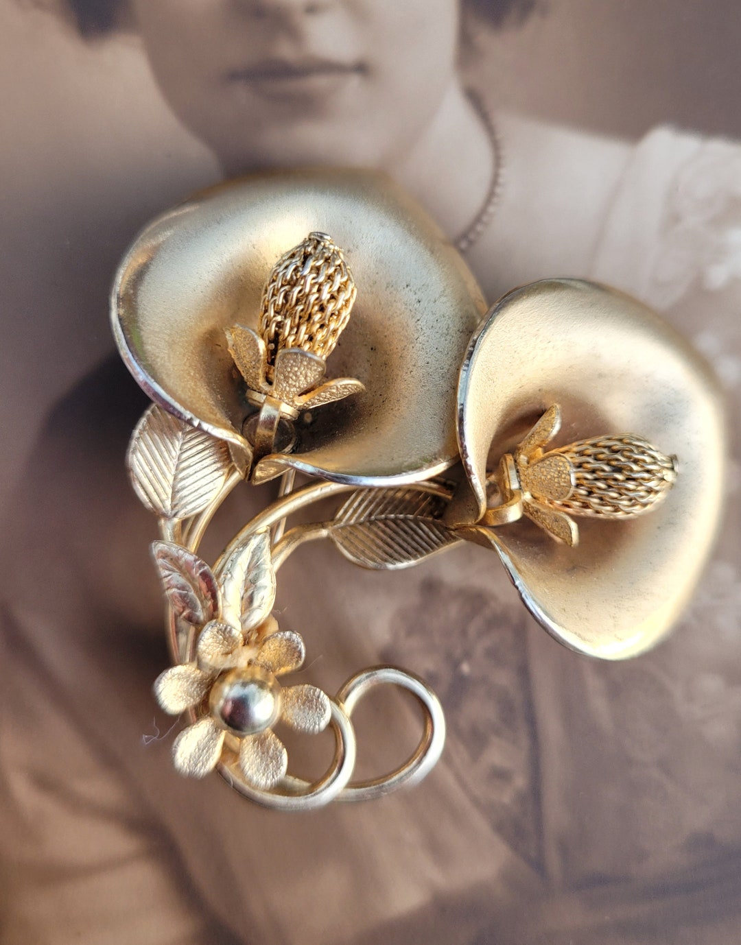 Vtg Calla Lily Gold Tone Brooch Pin 80s 90s - Etsy