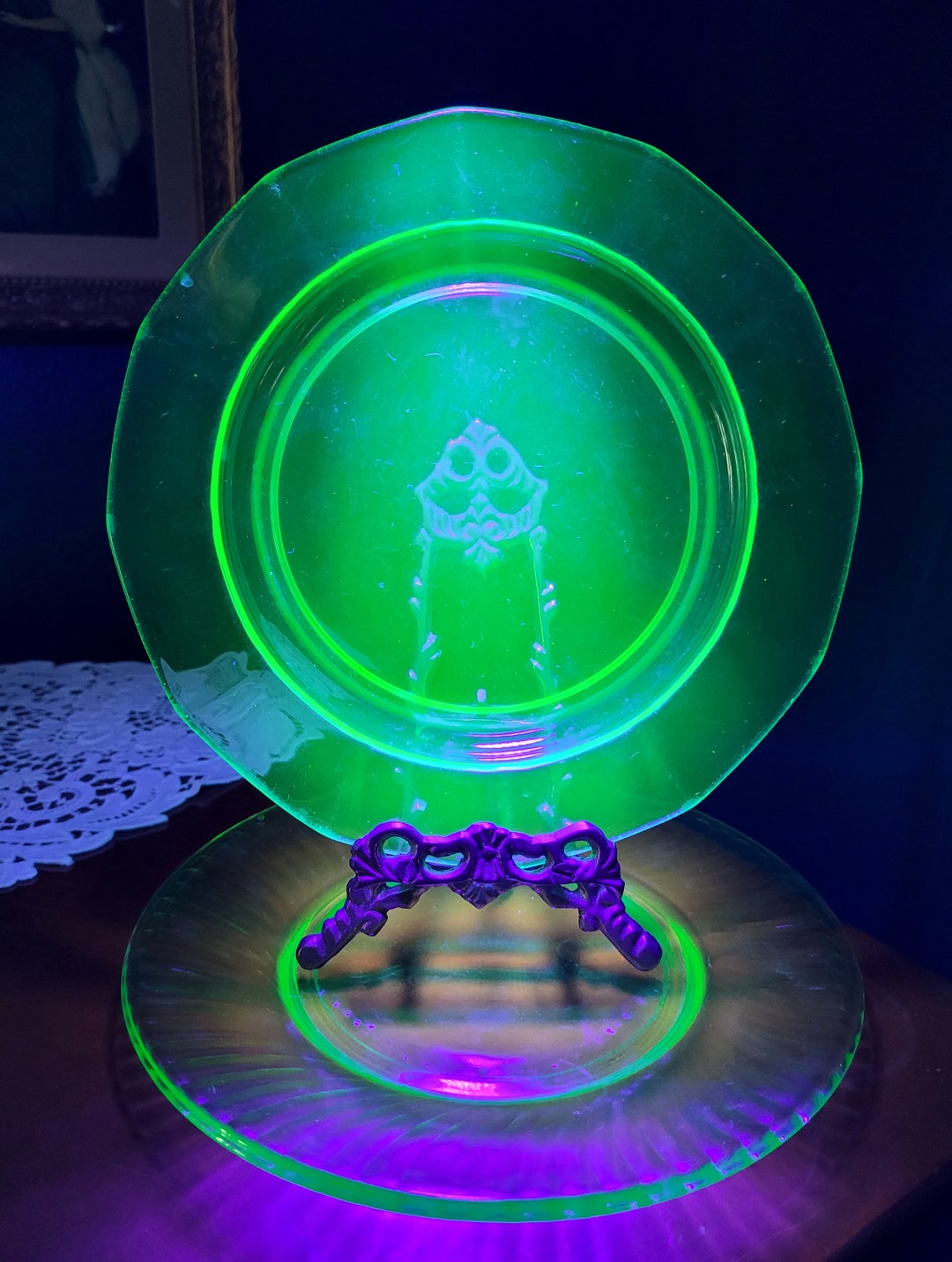 Vtg Uranium Glass Green Depression Glass 1920s 30s Set of 2 - Etsy