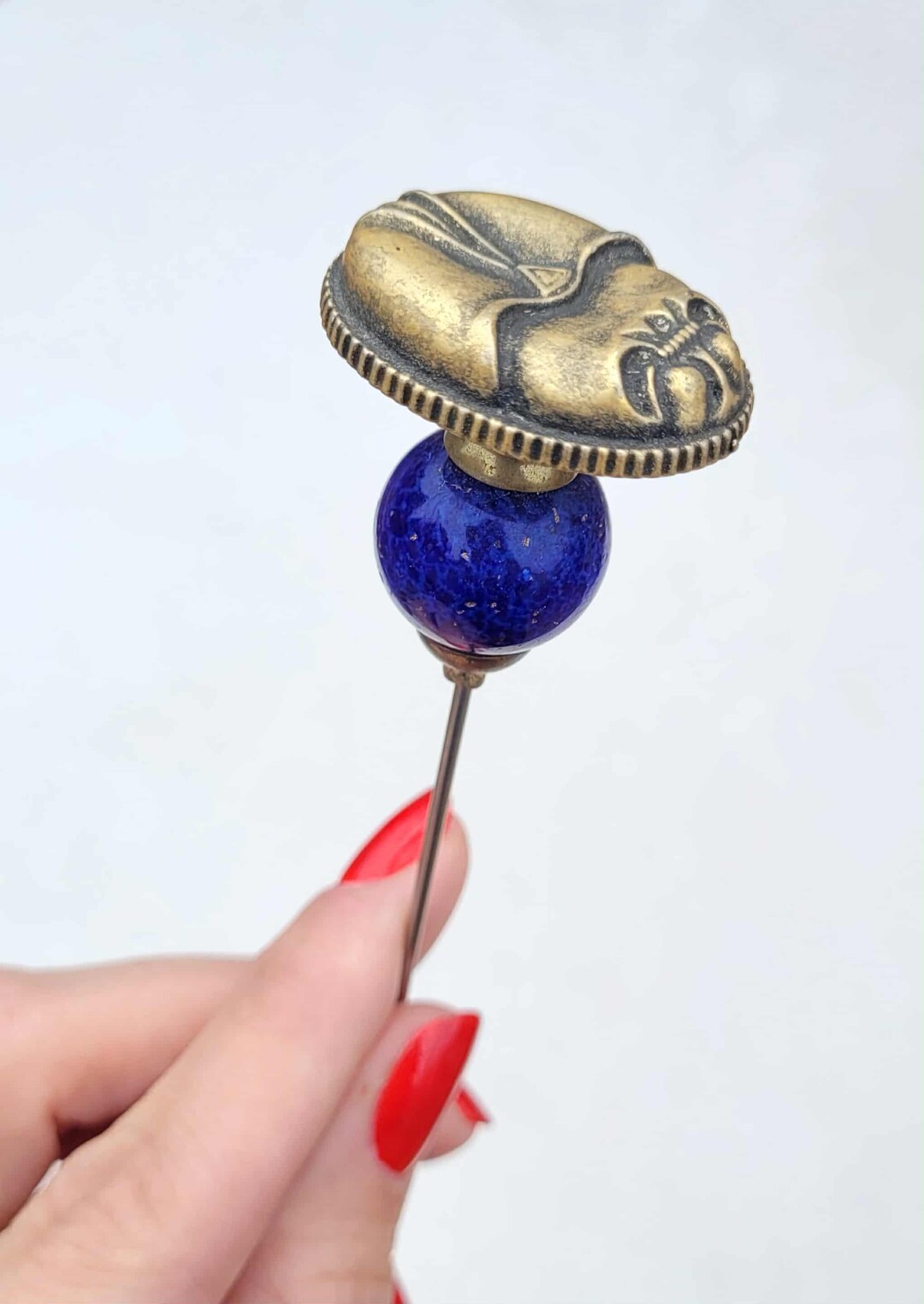 Antique Victorian Scarab Beetle Blue Lapis Lazuli Gold Tone Egyptian ...