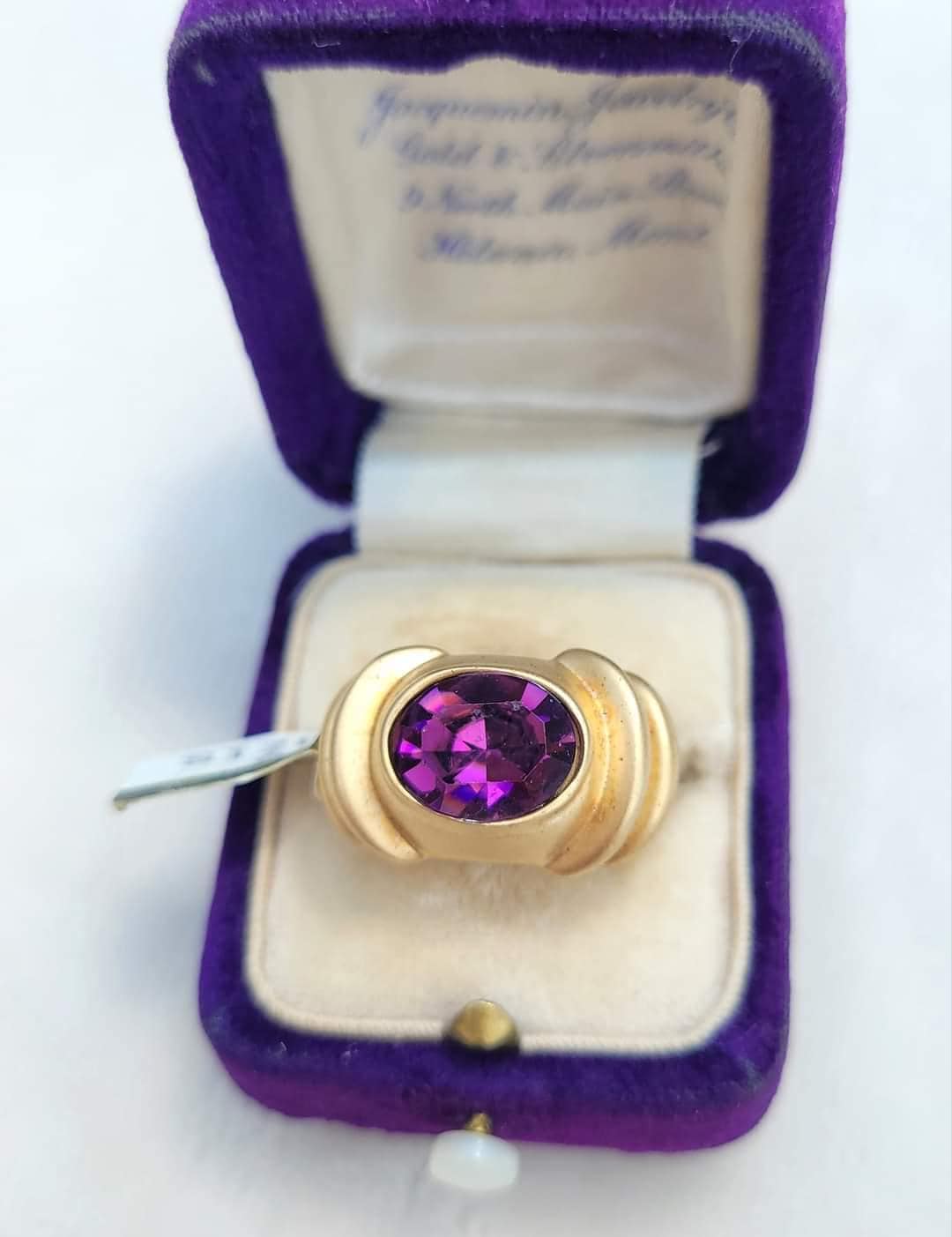 NOS NWT Vintage 18k Brushed Gold EP Purple Stone Arthur Anderson Ring ...