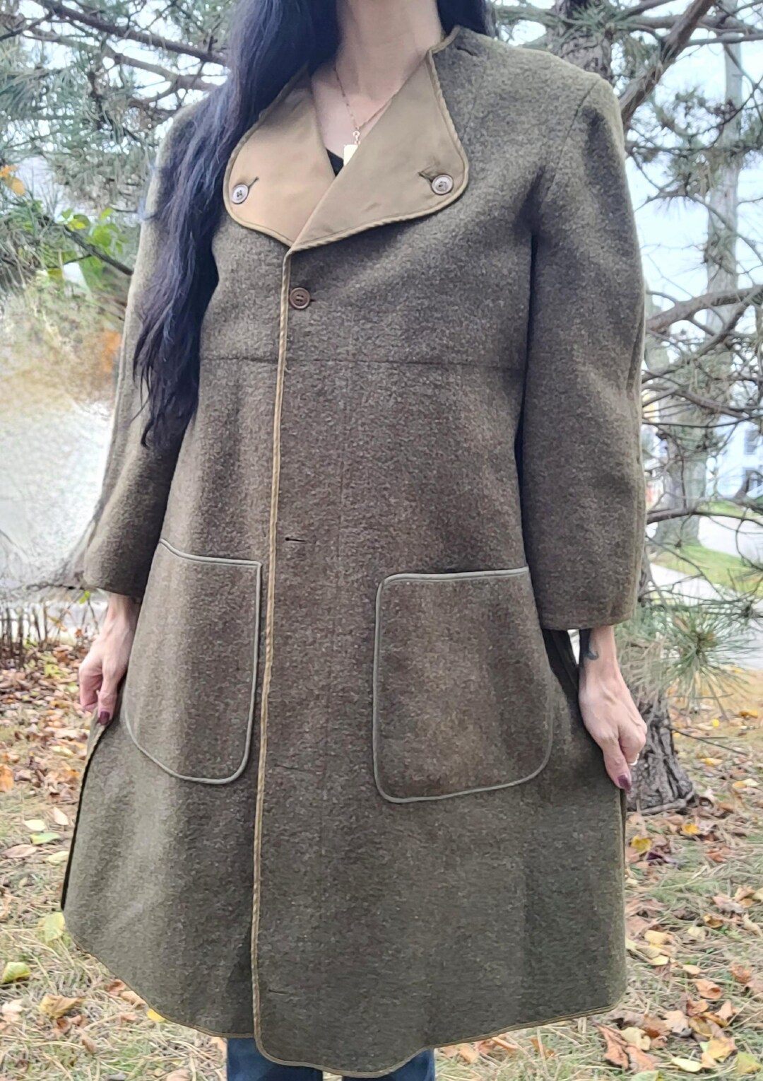 Vtg 40s WW2 Military Army Nurse Wool Women's Field Overcoat Lining ...