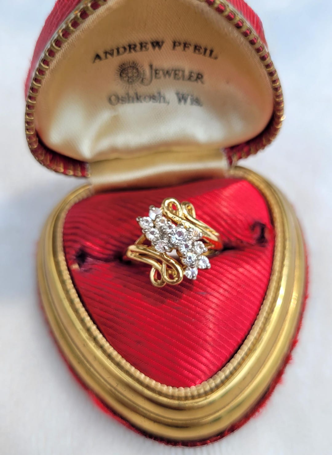 NOS NWT Vintage Uncas 14k Gold EP Crystal Cluster Cocktail Ring Sz 5 - Etsy