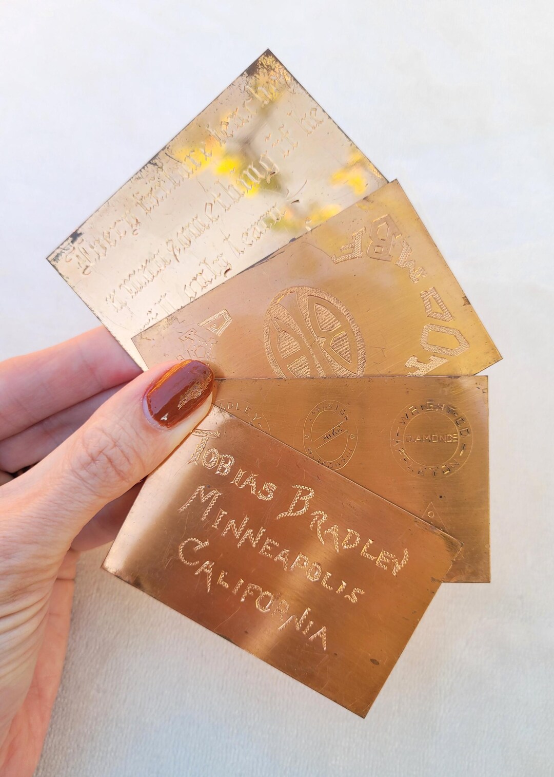 Vintage Copper Engraved Printing Plate Monogram Initials Logo Estate ...