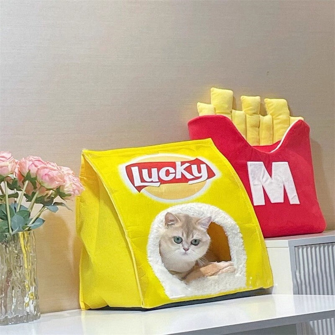 Ketchup House Cat Potato Chips Bed Cave Modern Wool Cat Bed - Etsy