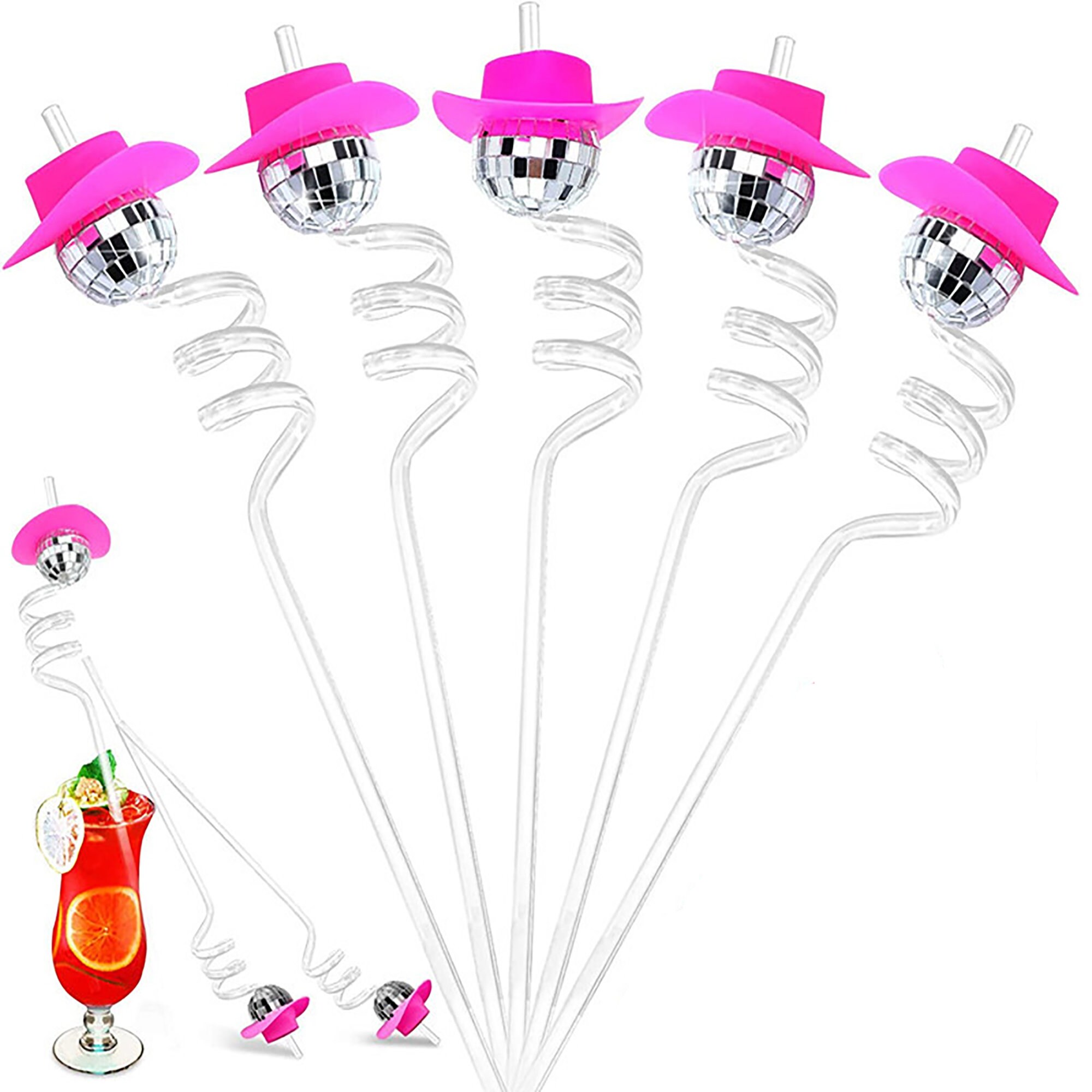 10pcs Discoball Straw,bachelorette Party Straw,cowboy Hat Straw,bridal ...