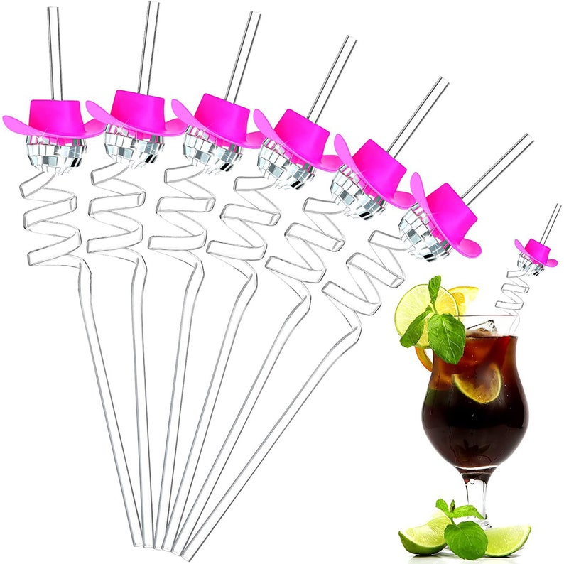 10pcs Discoball Straw,bachelorette Party Straw,cowboy Hat Straw,bridal ...