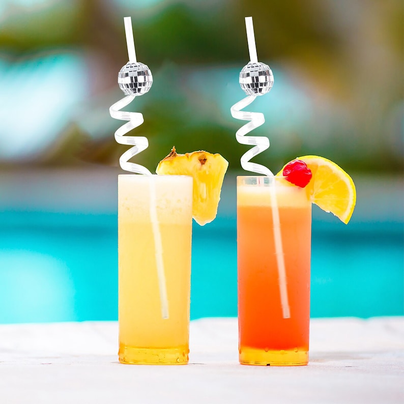 10pcs Discoball Straw,bachelorette Party Straw,cowboy Hat Straw,bridal ...
