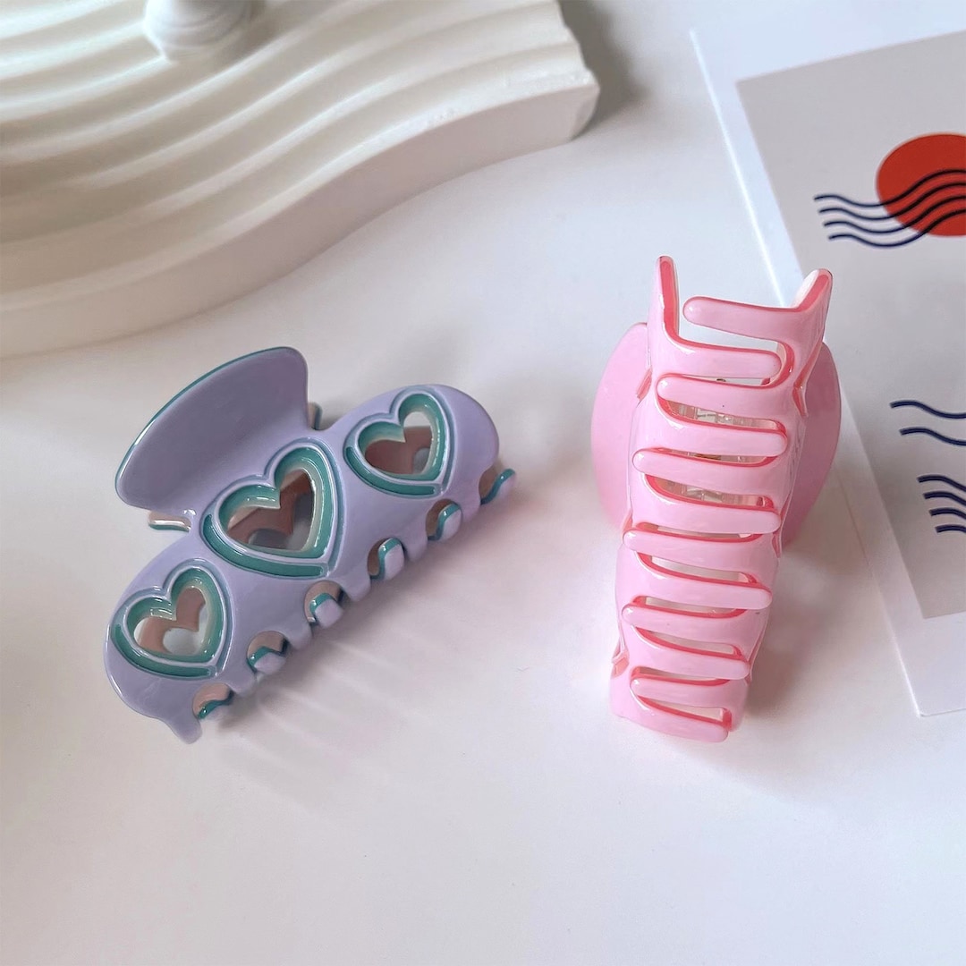Heart Hair Clips, Hair Claw, Cute Hair Clips, Acetate Hair Claw Clip ...