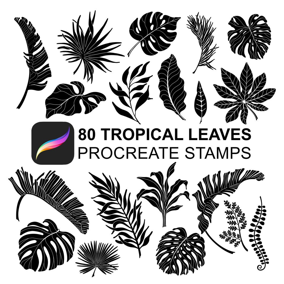 80 Tropical Leaves Procreate Stamps | Procreate Tropical Stamps ...