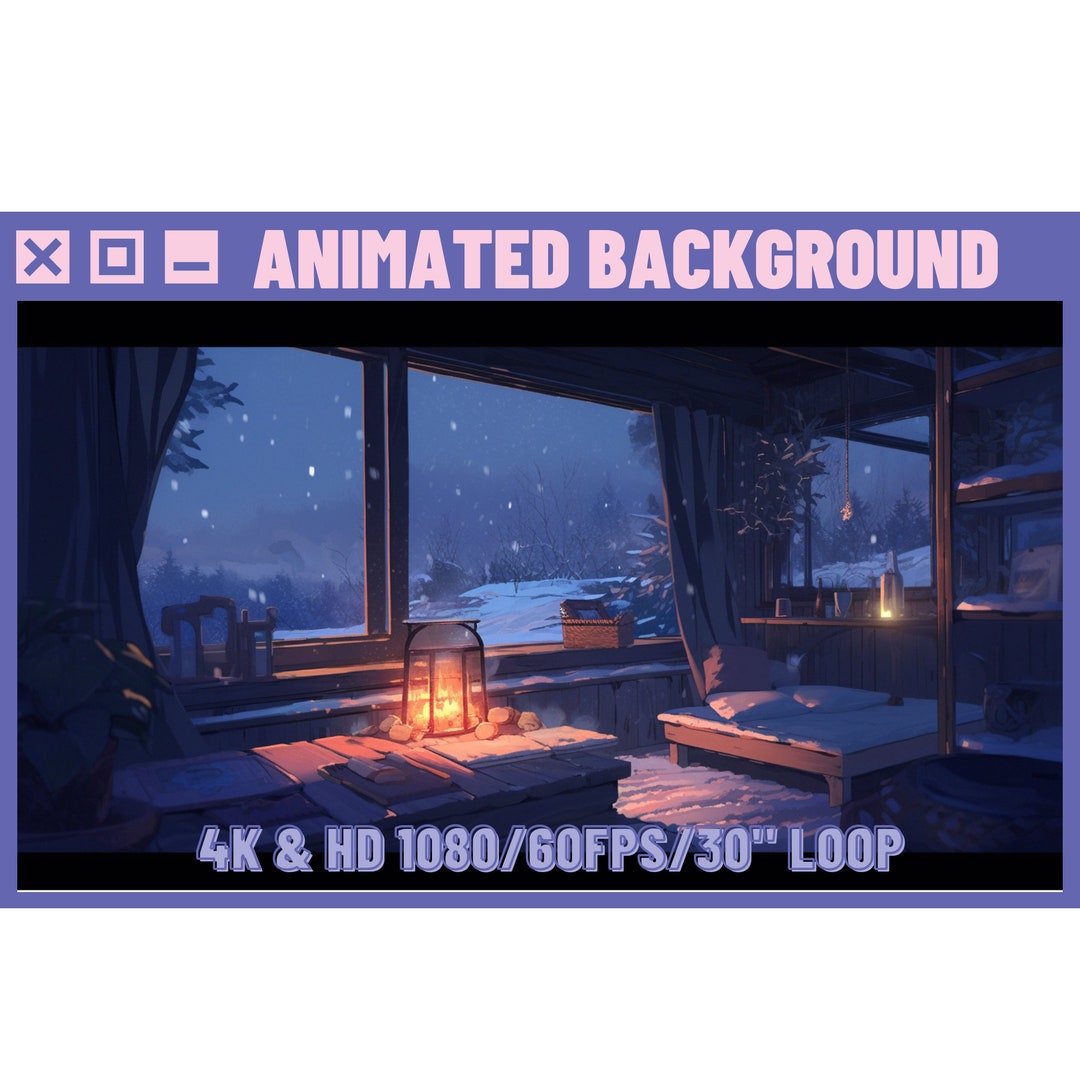 Animated Background Snowing Winter Cabin for Vtuber, Twitch or ...