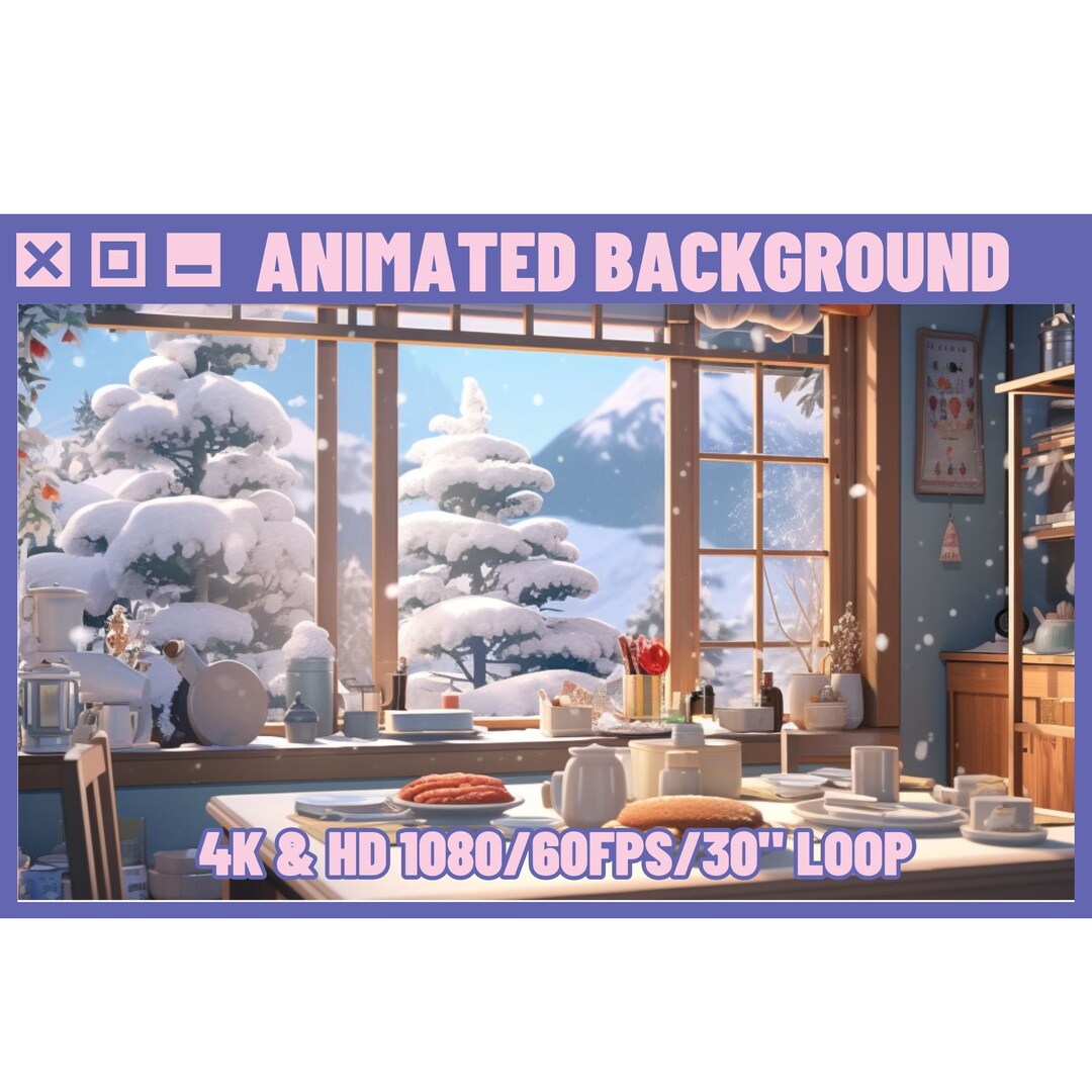 Animated Background Lofi Cozy Festive Winter Kitchen Scene for Vtuber ...