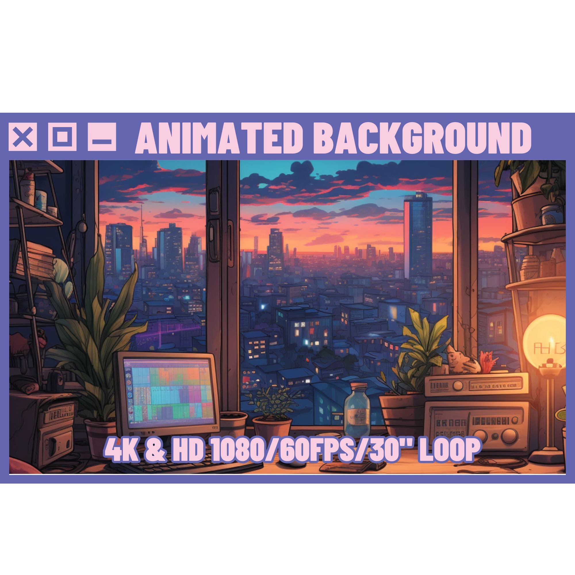 Animated Background Lofi Cozy Y2K Room With Fireworks for Vtuber ...