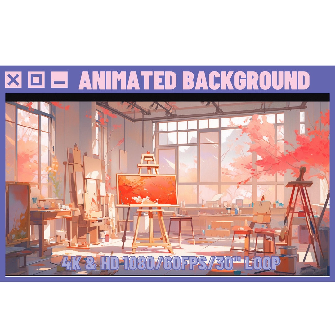 Animated Background Cozy Lofi Autumn Fall Art Studio for Vtuber, Twitch ...