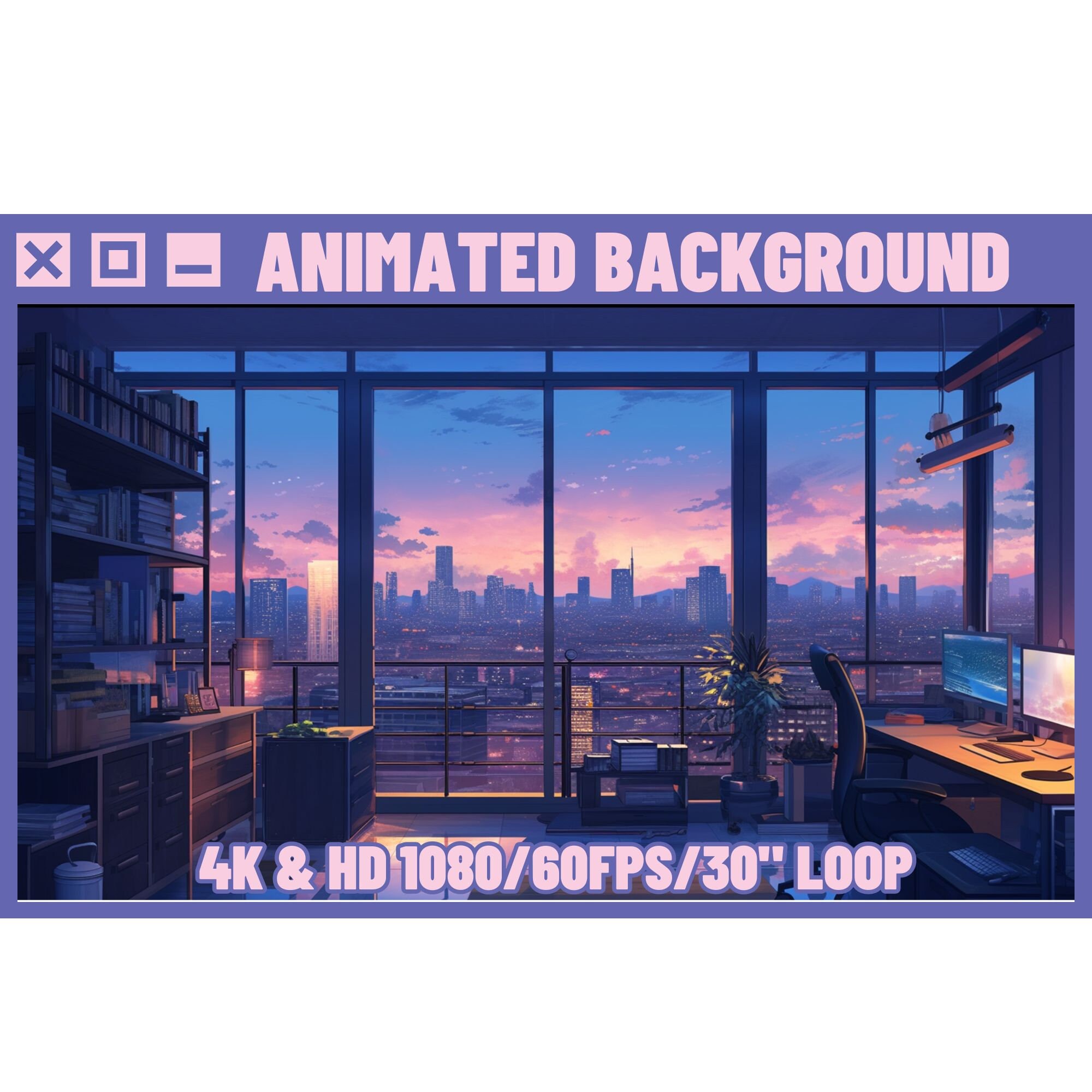 Animated Background Nighttime Lofi Urban Home Office for Vtuber, Twitch ...