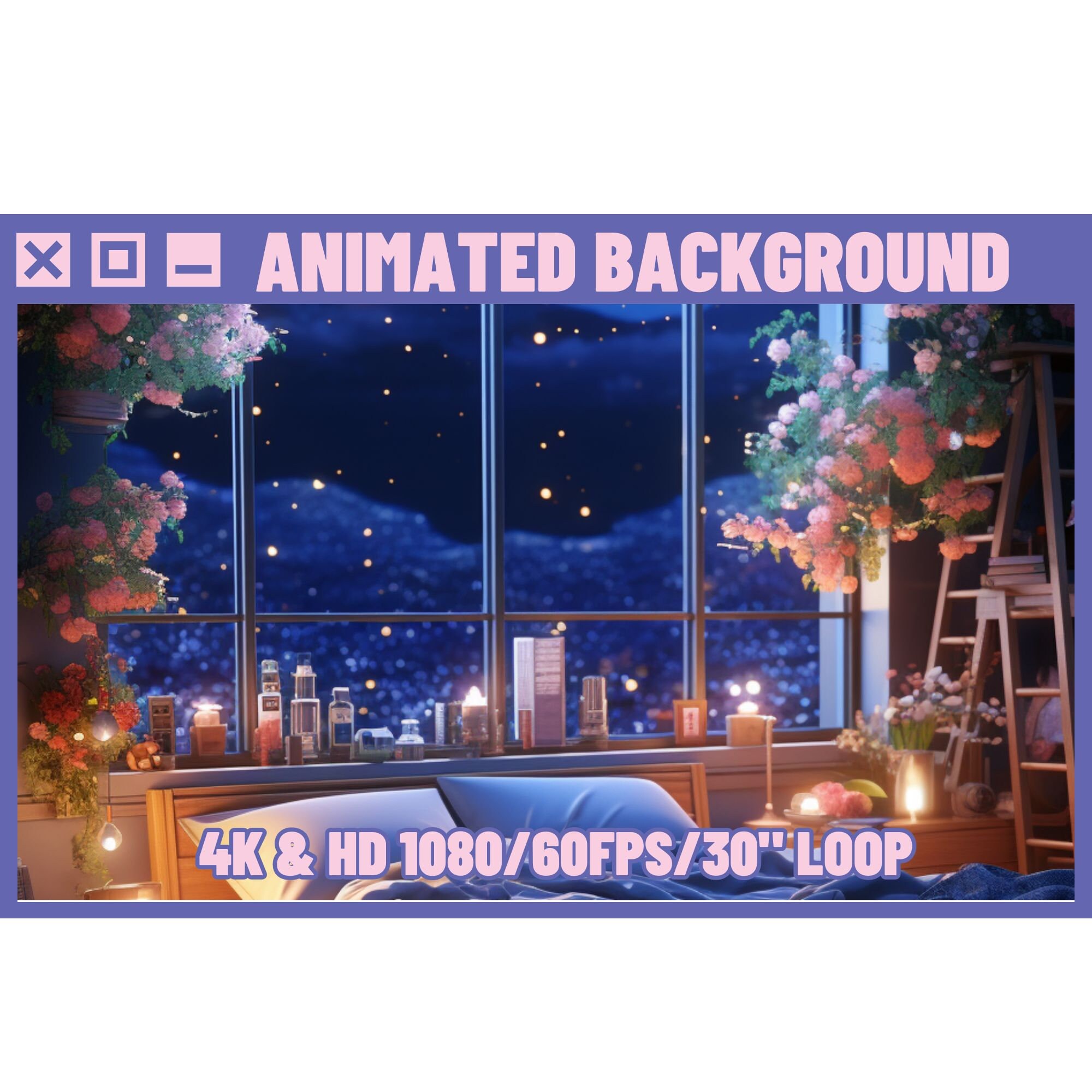 Animated Background Lofi Cozy Twighlight NYE Fireworks Scene for Vtuber ...