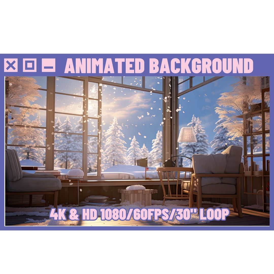 Animated Background Cozy Lofi Living Room With Snow Falling for Vtuber ...