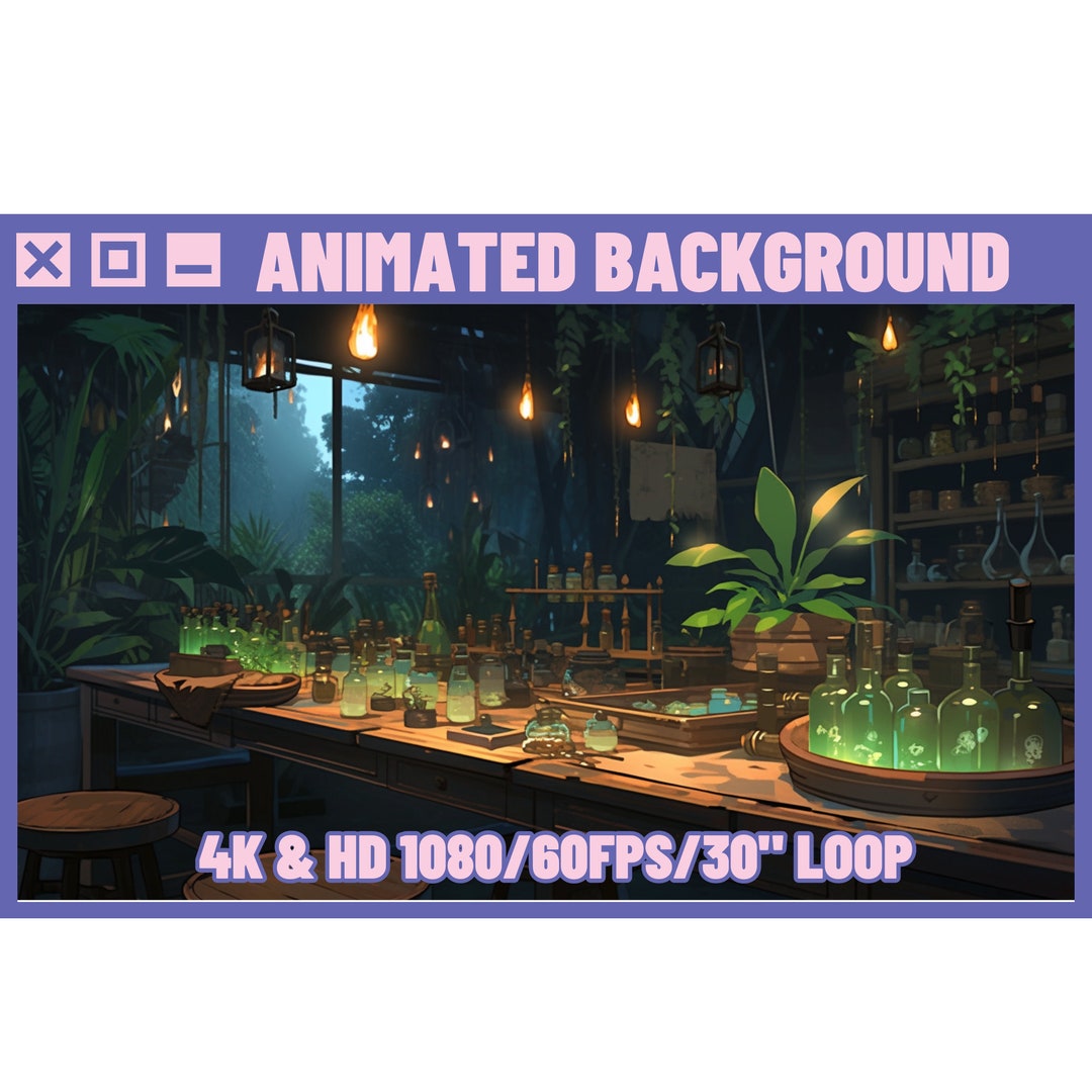 Animated Background Lofi Witchy Green Urban Jungle Laboratory for ...