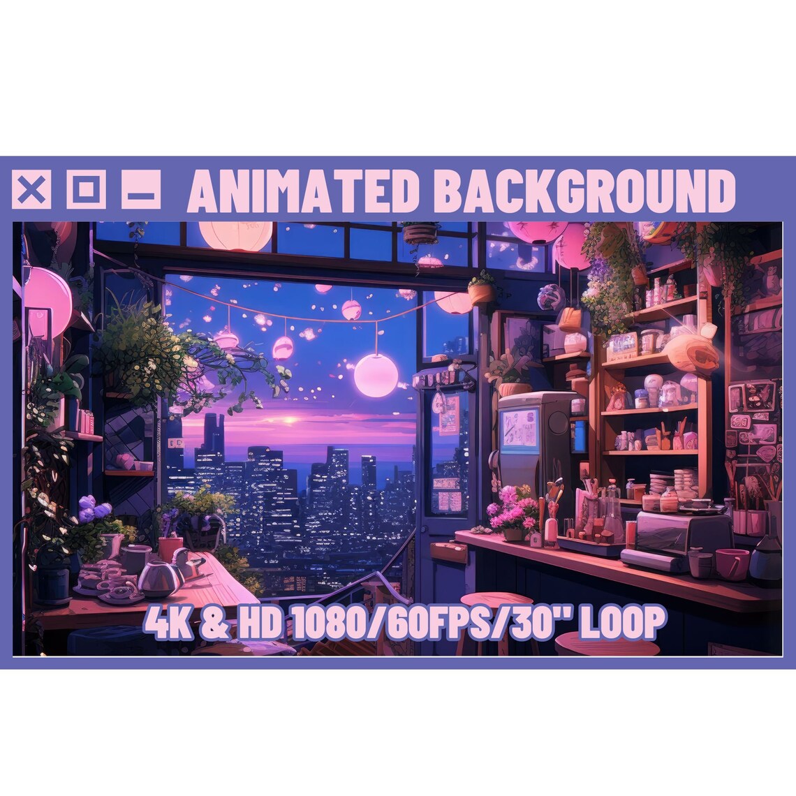 Animated Background Lofi Cozy Anime Style Cosmic Cafe W Fireworks Scene ...