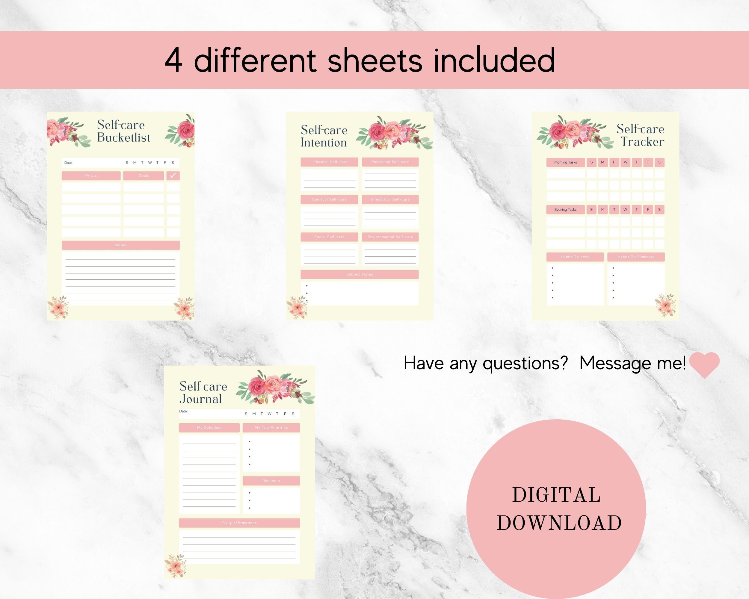 Self Care Checklist for Mental Health and Wellness, Daily Wellbeing ...