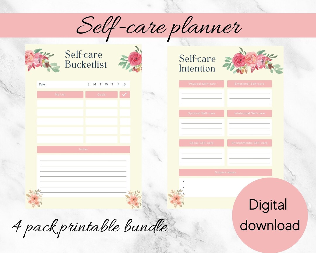 Self Care Checklist for Mental Health and Wellness, Daily Wellbeing ...