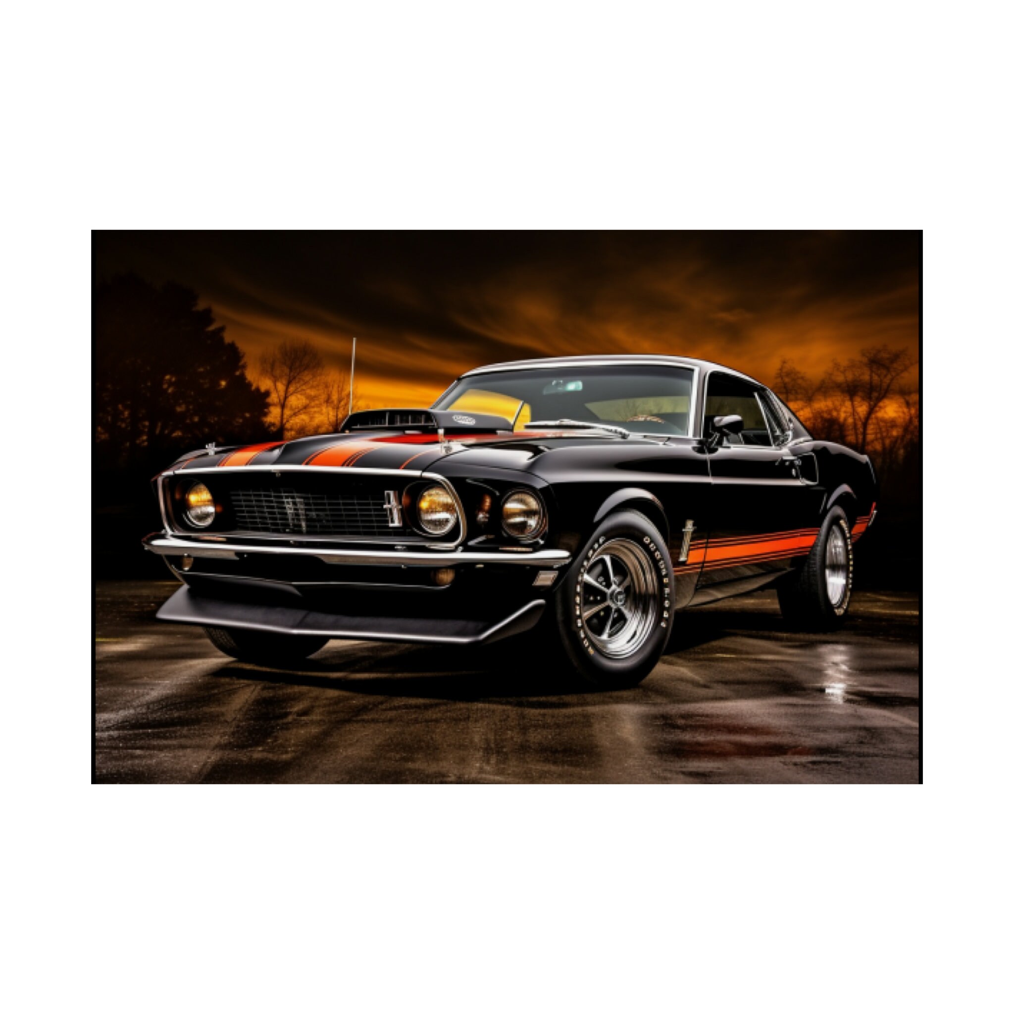 1969 Ford Mustang 428 Cobra Jet, Gift for Dad or a Man Cave Wall ...