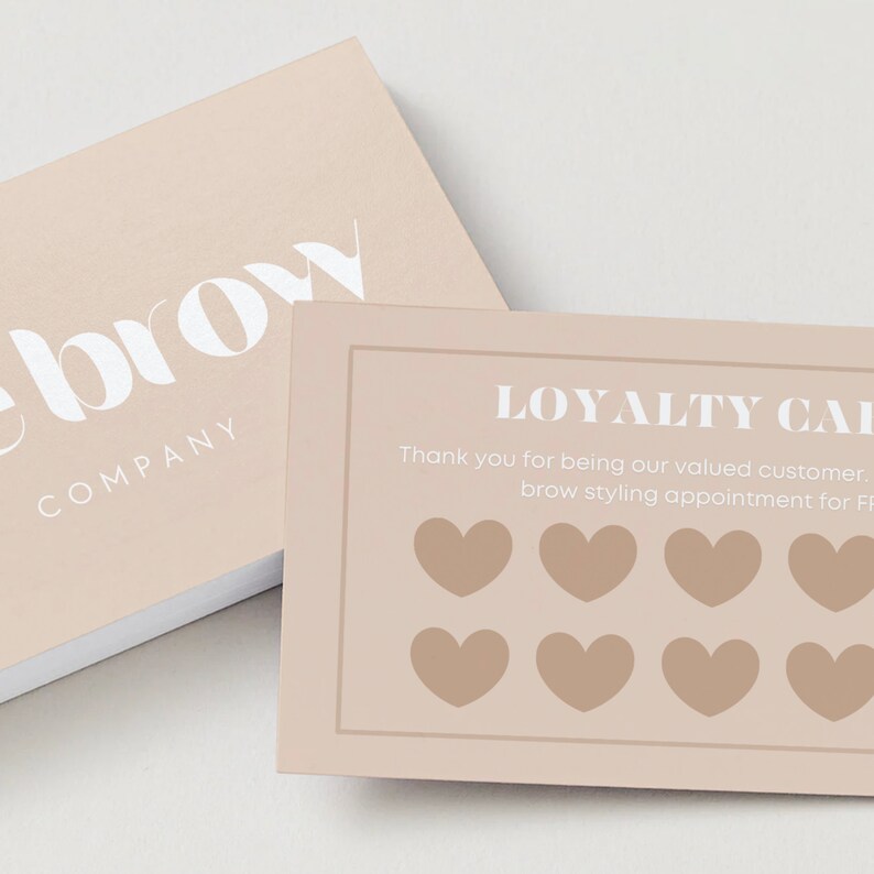 Brow Business Loyalty Card Template, Modern Loyalty Cards, Editable ...