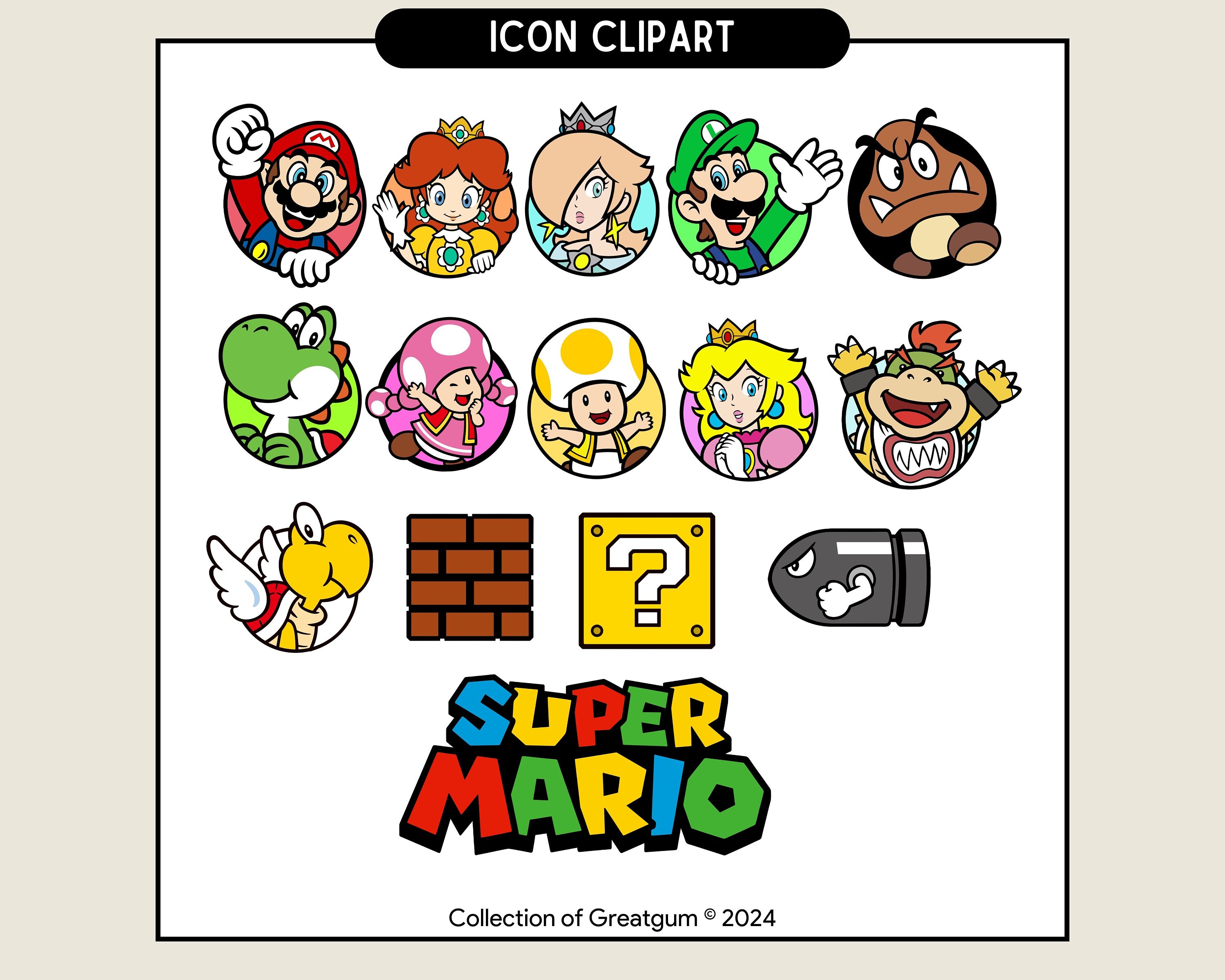 Super Mario Clipart and Font Svg Super Mario Svg Bundle Mario Birthday ...
