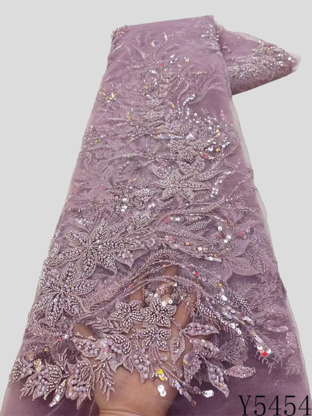 5 Yards Crystal Mesh Fabric, Heavy Beaded Lace for Bridal Wedding ...