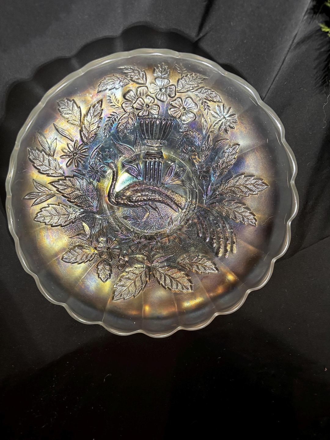 Antique Northwood White Ice Carnival Glass Peacock Ice Cream Bowl - Etsy
