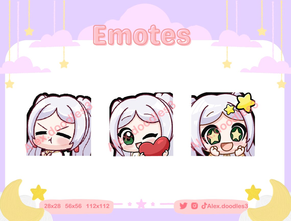 Frier Emotes for Twitch / Discord / Youtube | Stream Emote | White Hair ...