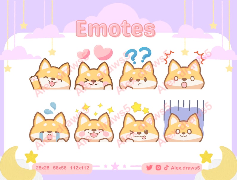 Shiba Inu Dog Emotes for Twitch / Discord / Youtube | Stream Emote ...