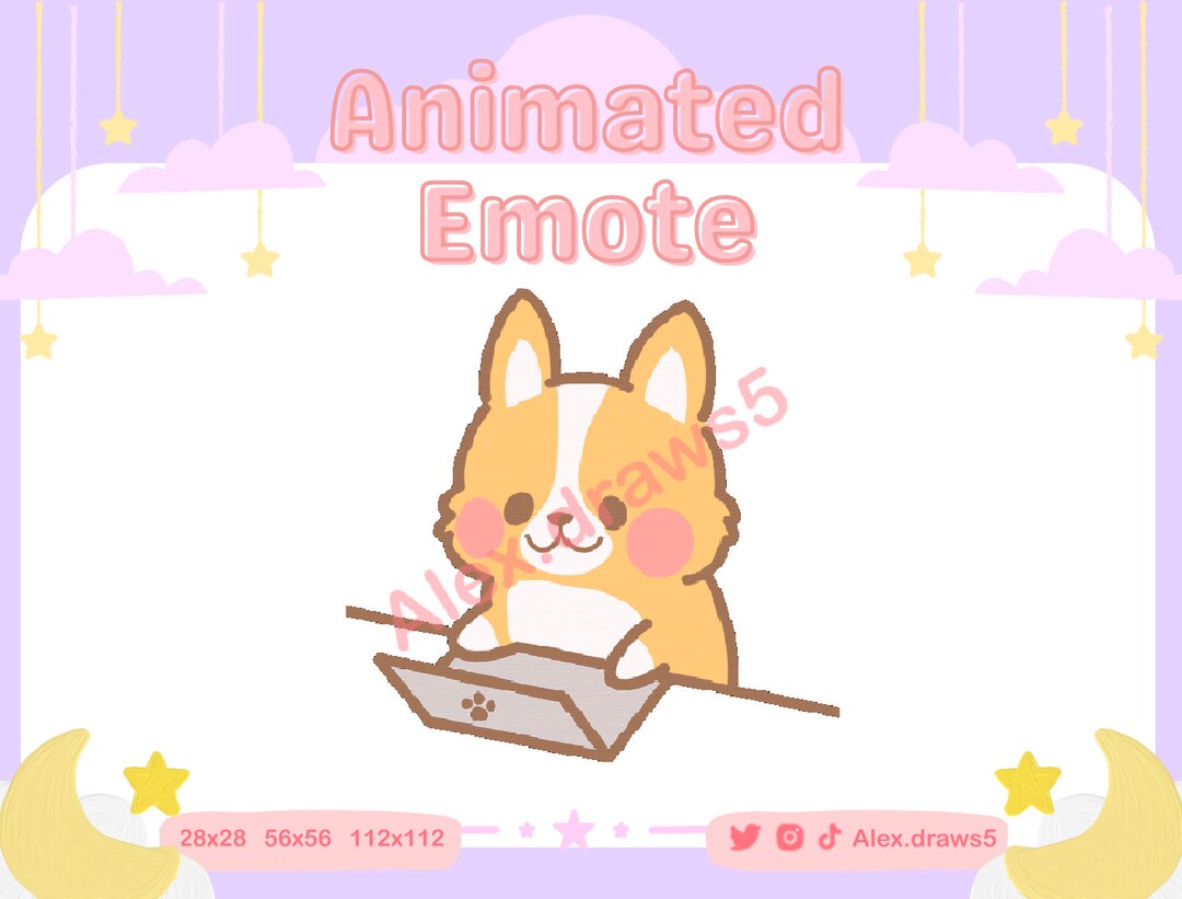 Laptop Corgi Dog Animated Bongo Emote for Twitch / Discord / Youtube ...