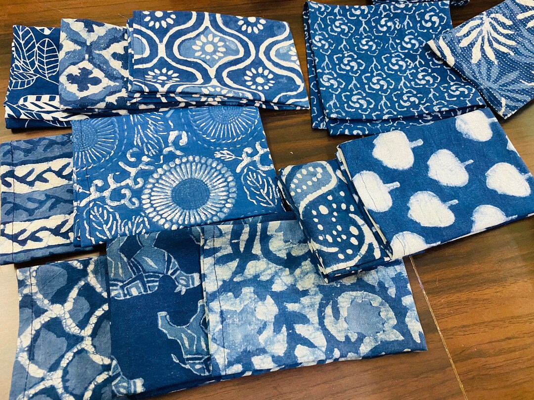 Assorted Napkin Set, 50 Pack of Hand Block Printed Napkins, Bohemian ...