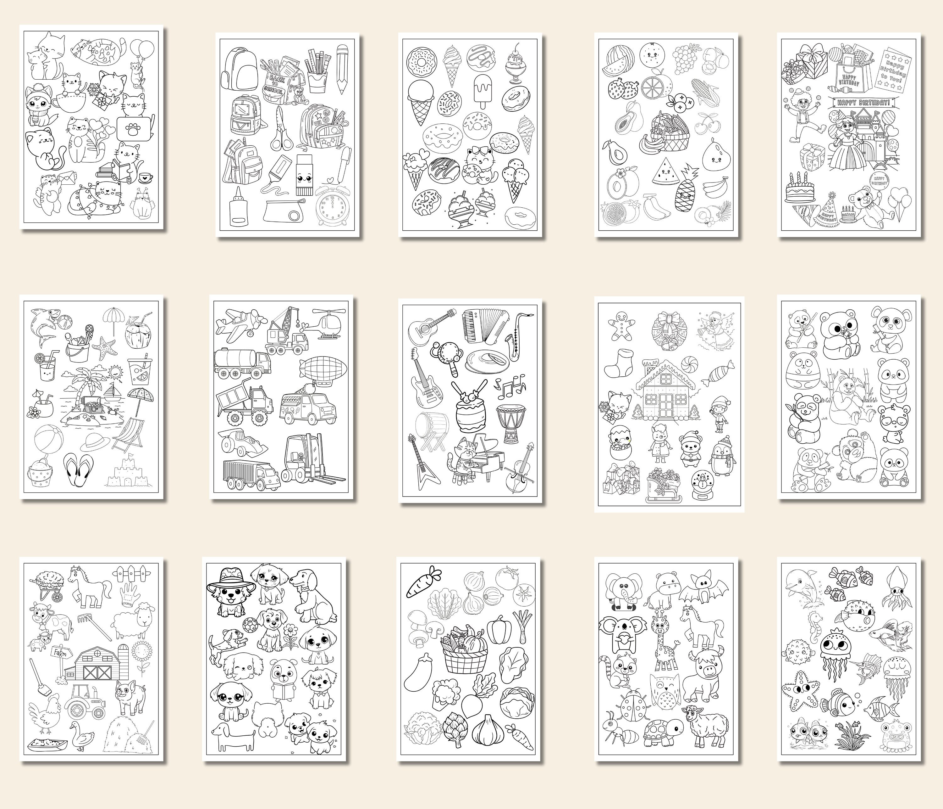 Coloring Book, Print & Color Cute Pages, Kid's Coloring Book, Coloring ...
