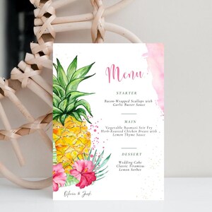 Tropical Menu Template, Tropical Wedding Menu Template, Elegant ...