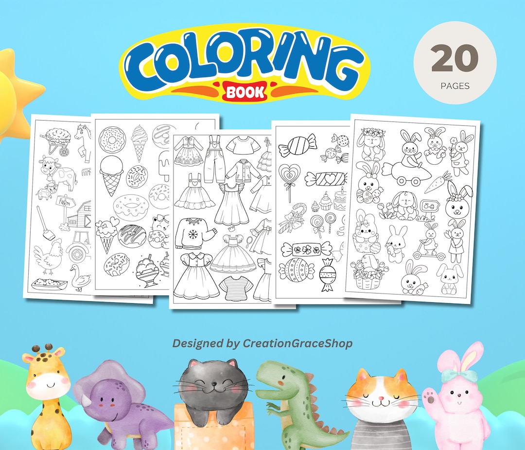 Coloring Book, Print & Color Cute Pages, Kid's Coloring Book, Coloring ...