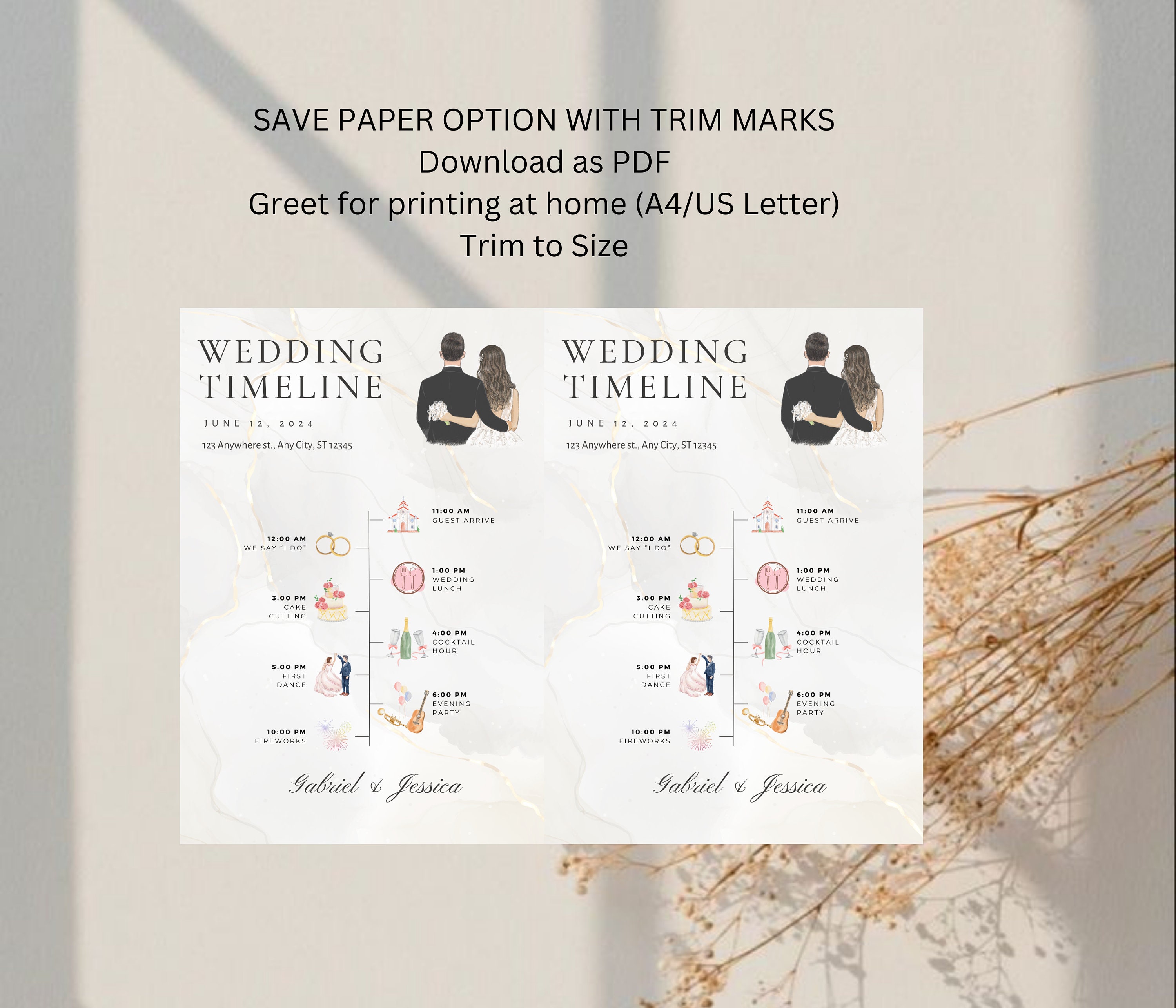 Wedding Day Timeline Template, Editable Wedding Timeline, Wedding ...